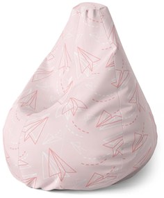 Sablio Sedací vak Pear Růžové papírové vlaštovky - 140 x 100 x 25 cm