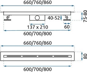 Rea, Odtokový žlab Rea FILO Nickel Brush 70, KPL-G6801