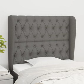 Čelo postele typu ušák tmavě šedé 103x23x118/128 cm textil 3118283
