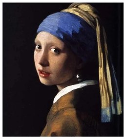 DIMEX | Vliesová fototapeta na zeď Dívka s perlovými náušnicemi od Johannese Vermeera MS-3-0254 | 225 x 250 cm | černá, hnědá, modrá, bílá