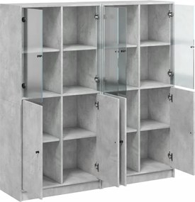 Knihovna s dvířky betonově šedá 136x37x142 cm kompozitní dřevo 3206527
