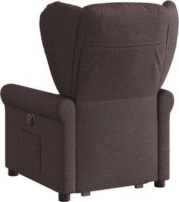 Zvedací masážní polohovací křeslo tmavě hnědé textil 3303389