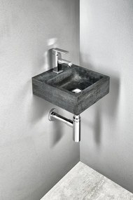 Sapho, BLOK 1 kamenné umyvadlo průměr 40cm, matný tmavý kámen, 2401-02