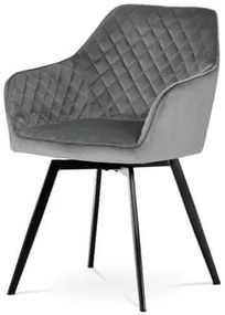 Autronic Moderní jídelní židle Jídelní židle, potah šedá sametová látka, kovové nohy, černý matný lak (DCH-425 GREY4)