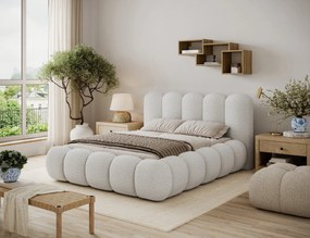 Postel Oloroso 160x200 s kovovým roštem a úložným prostorem, bílé bouclé