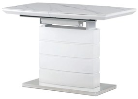 AUTRONIC Jídelní stůl 120+40x70 cm, keramická deska bílý mramor, MDF, bílý matný lak
