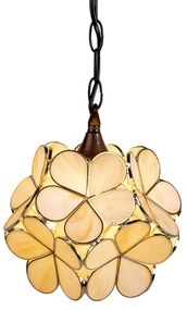 Závěsné žluto krémové světlo Tiffany Bloom - Ø 31*91 cm E14/max 1*40W