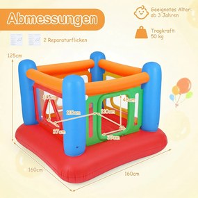 Costway Nafukovací skákací hrad 3 v 1 hrací hrad míčové – 160 × 160 × 125 cm