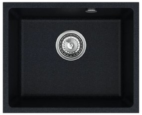 Sink Quality Crypton 55, kuchyňský granitový dřez 460x375x205 mm + chromový sifon, černá skvrnitá, SKQ-CRY.B.1KBO.55.X