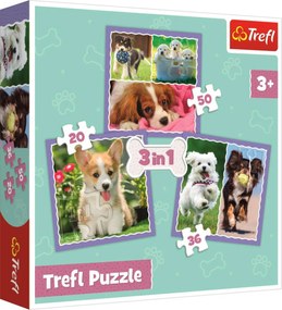 TREFL PUZZLE 3v1 Roztomilá štěňata 20x20cm skládačka 106 dílků tr34854