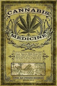 Plechová cedule Cannabis Medicine Velikost: A5 (20 x 15 cm)