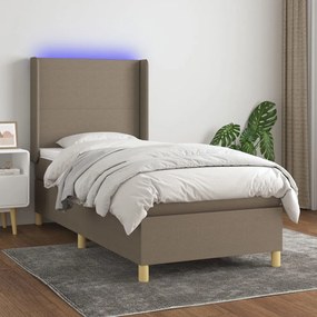 Box spring postel s matrací a LED taupe 100x200 cm textil