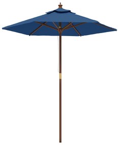 Zahradní slunečník s dřevěnou tyčí azurově modrý 196 x 231 cm - Default Title