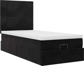 Osmanský rám postele s matracemi černá 100x200cm samet 3314230