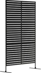 Outsunny Dělící Příčka 3-dílná 122 x 198 cm Samostatná Louver Záclona na Soukromí ve Oceli, Dělící Stěna pro Zahradu, Balkon a Terasu, Černá | Aosom