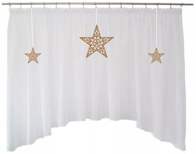 Hotová voálová vánoční záclona zlatá hvězda, výška 145cm, různé rozměry bílá Šířka: 300cm