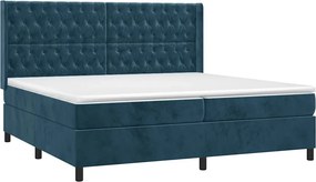 Box spring postel s matrací a LED tmavě modrá 200x200 cm samet 3139767
