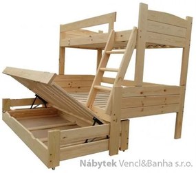 patrová dřevěná trojí postel masivní Imperator chalup