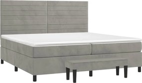 Box spring postel s matrací světle šedá 200x200 cm samet 3137923
