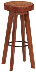 Barové stoličky 2 ks pravá kůže a masivní akáciové dřevo,  348164