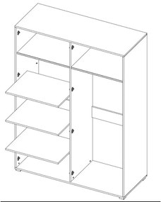 Šatní skříň OSLO 1 | se zrcadlem | 180 cm | dub artisan/černá