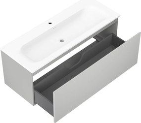 Mexen Orio, koupelnová skříňka 120 cm s umyvadlem Vela, 1 zásuvka, šedá matná/bílá matná, 91A10-12047-1-BF62-W23M01