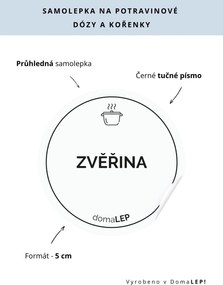 Samolepka na kořenky ZVĚŘINA průhledná 5 cm tučné písmo