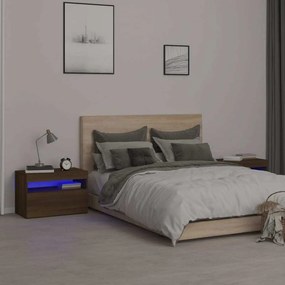 vidaXL Noční stolky LED osvětlení 2 ks 60x35x40 kompozitní dřevo [3082775] Barva: hnědý dub