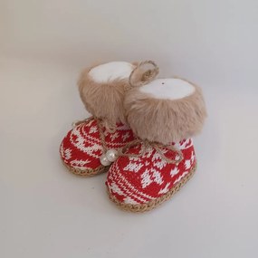Vánoční ozdoba na stromeček sněhule, 10 × 8,5 × 8 cm, textil, interiér, k zavěšení, červená