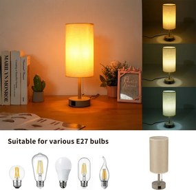 Brilagi - Stolní lampa s USB portem TABLON 1xE27/25W/230V béžová