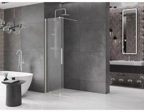 Mexen Velar, sprchová zástěna s posuvnými dveřmi Walk-in 110 x 200 cm, 8mm sklo námraza, broušená ocel, 871-110-000-33-97