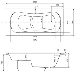 Besco Aria Rehab 120x70 akrylátová vana