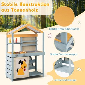 Costway 2-IN-1 bahenní kuchyňka dětská venkovní dětská kuchyňka dřevěná s taškou