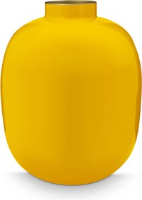 Pip Studio velká kovová váza 32cm, tmavě žlutá (Velká kovová váza v tmavě žluté barvě)
