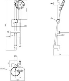 Villeroy  Boch Universal Showers - Set sprchové hlavice, tyče a hadice