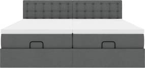 Osmanský rám postele s matrací tmavě šedá 160x200cm textil 3312030