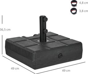 Stojan na slunečník do 40 kg, plnitelný Stojan na slunečník s rukojetí, čtvercový Držák na slunečník černý