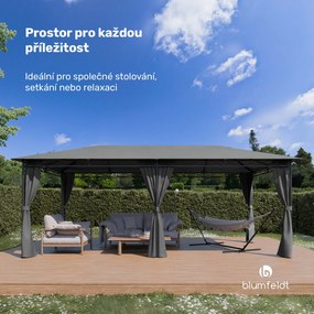 Blumfeldt Mondo 3x6 altán s kovovým rámem a 4 bočními stěnami