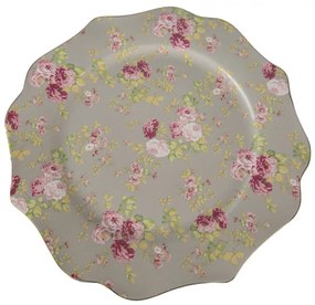 Velký porcelánový zelený talíř s květy Rose – 28x2 cm
