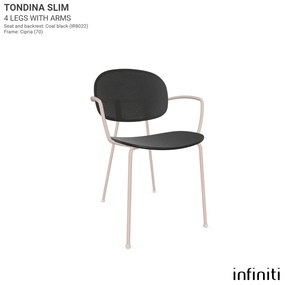 Venkovní židle z recyklovaného plastu Tondina Slim s opěradly Barva kovové konstrukce: Cipria 70, Barva sedáku a opěradla z recyklovaného plastu: Coal…