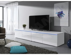 TV stolek Cleo XI Double L+P, Barva: bílá / černý lesk