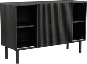 Černá skříňka v dekoru jasanu s posuvnými dveřmi 124x80x45 cm Sion – Jotex