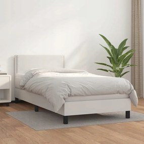 Box spring postel s matrací umělá kůže bílá