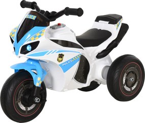 HOMCOM Dětská závodní motorka s hudebními a světelnými efekty a úložným prostorem Modrá Bílá | Aosom