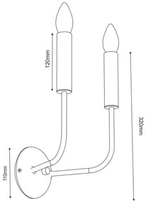 Nástěnná lampa AKASYA 2xE14/15W/230V černá/zlatá