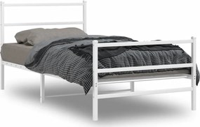 vidaXL Kovový rám postele s hlavovým a nožním čelem 100 x 200 cm [355427] Barva: Bílá