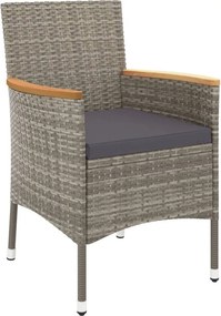 5dílný zahradní bistro set s poduškami šedý polyratan 3187425