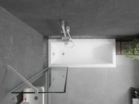 Mexen Next, vanová zástěna 1-křídlová 50 x 150 cm, fixní křídlo, 6 mm čiré sklo s černým vzorem, bílý profil, 895-050-000-00-70-20