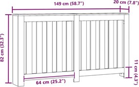 vidaXL Kryt radiátoru Černý dub 149 x 20 x 82 cm kompozitní dřevo [869225]