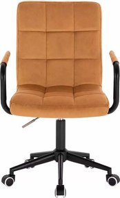 LuxuryForm DESIGN Otočná židle VERONA BLACK VELUR na černé podstavě s kolečky - medová
